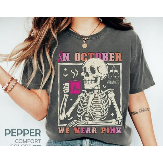 Breast Cancer Support Squad Shirt, Skeleton Breast Cancer Awareness ...