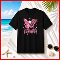 Breast Cancer Survivor Butterfly Flower Ribbon Unisex T-Shirt T1408, S ...