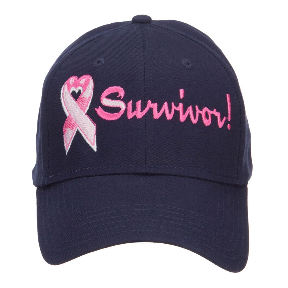 Breast Cancer Survivor Embroidered Cotton Cap - Navy OSFM - Walmart.com