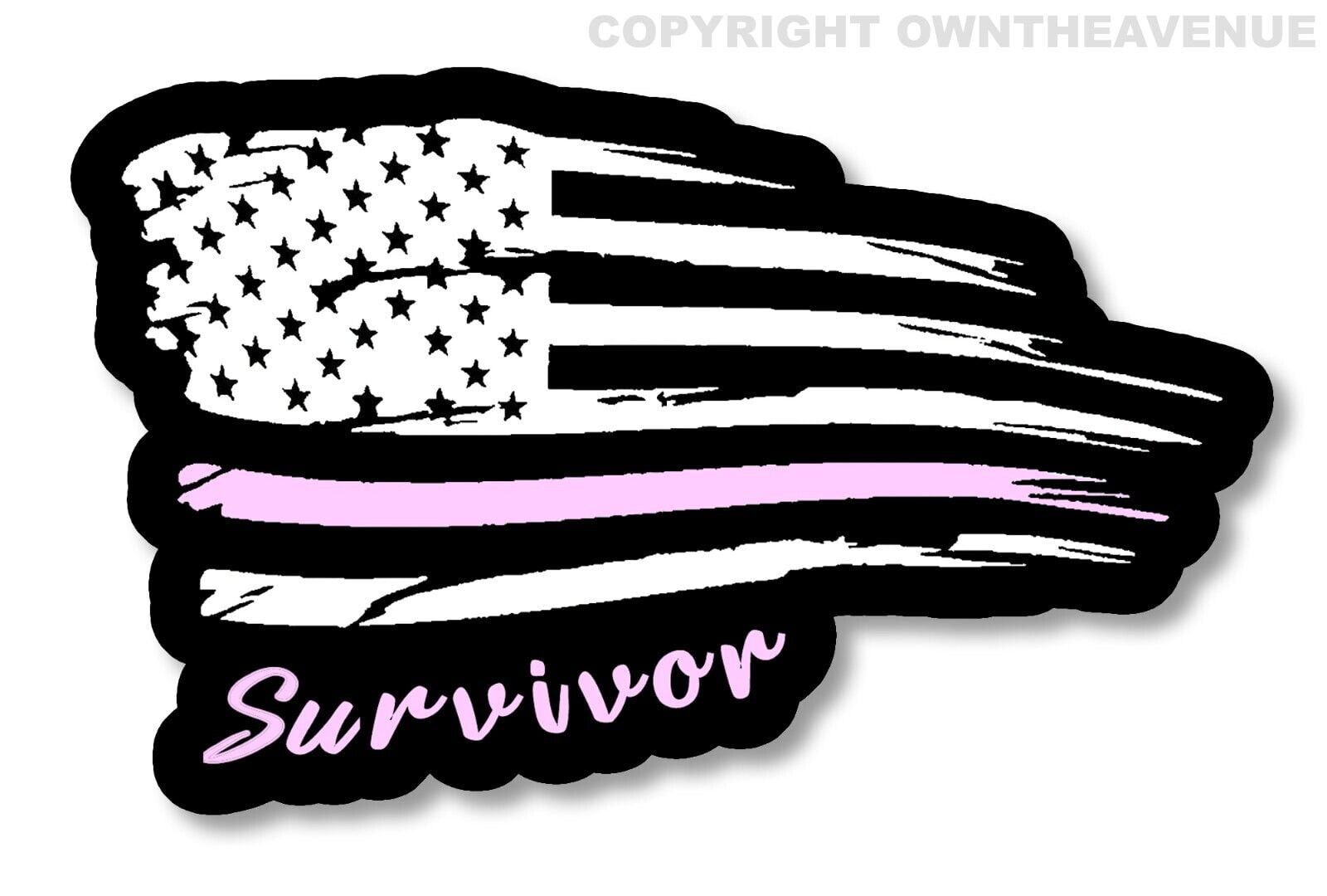 Breast Cancer Survivor Pink Ribbon USA American Flag Distressed ...