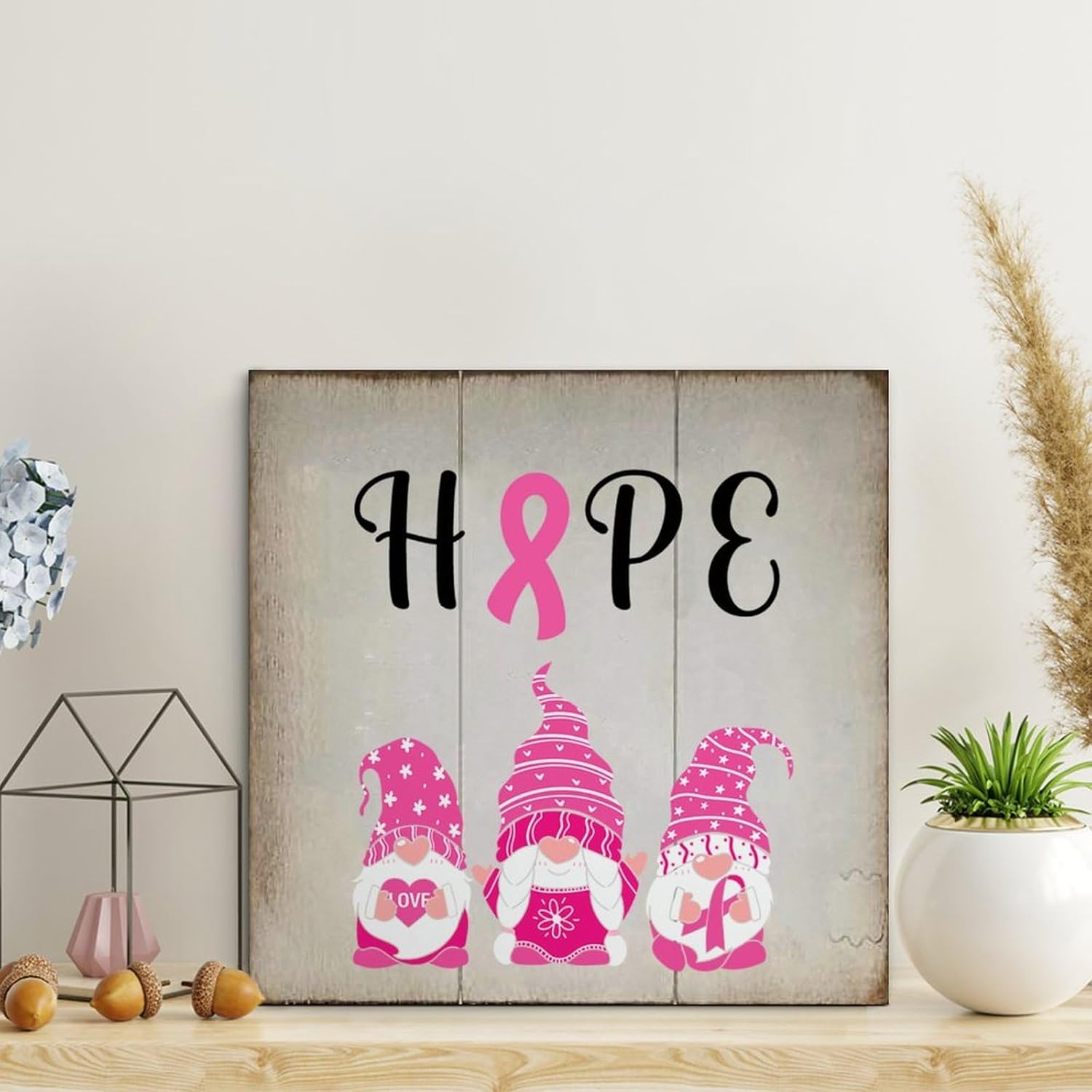 Breast Cancer Survivor Wooden Pallet Sign Hope Pink Gnomes Signs 10X10 ...