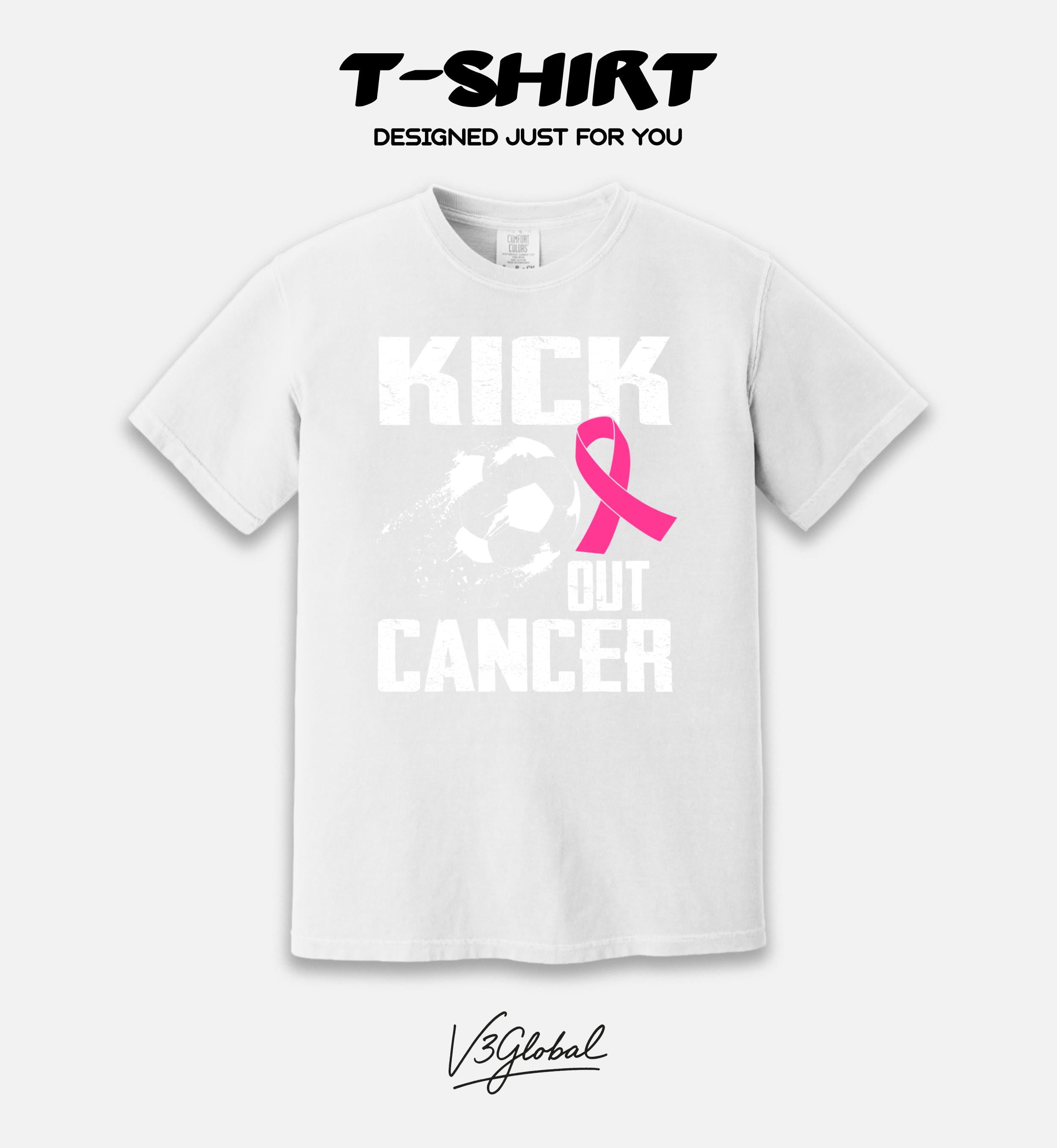 Breast Cancer Survivors Kick Out Cancer Soccer Comfort Color T-Shirt, for men & women, up to ...