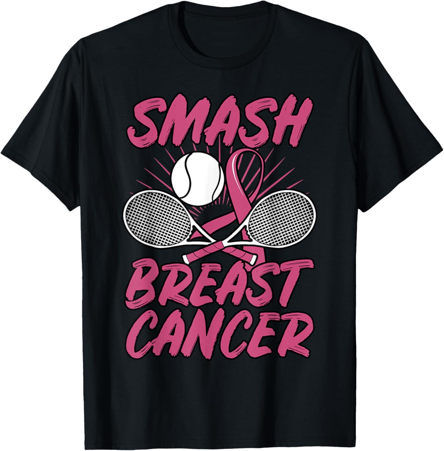 Breast Cancer Tennis Ball Racket Pink Ribbon Mammogram Sport T-Shirt ...