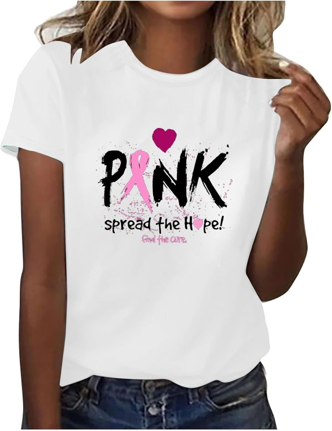 Breast Cancer Tshirt Plus Size Breast Cancer Awareness Shirts Cancer Survivor Pink Ribbon Short ...