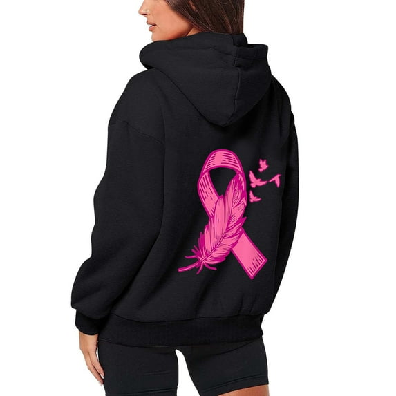 Breast Cancer Zip Up Hoodie for Women Pink Ribbon Graphic Jackets Fall ...