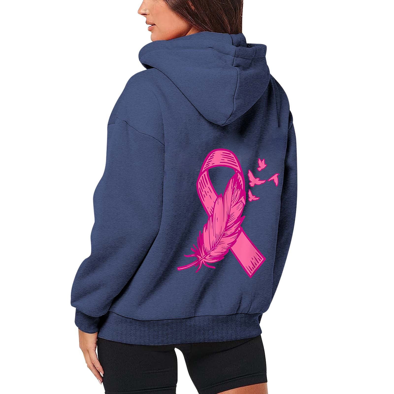Breast Cancer Zip Up Hoodie for Women Pink Ribbon Graphic Jackets Fall ...