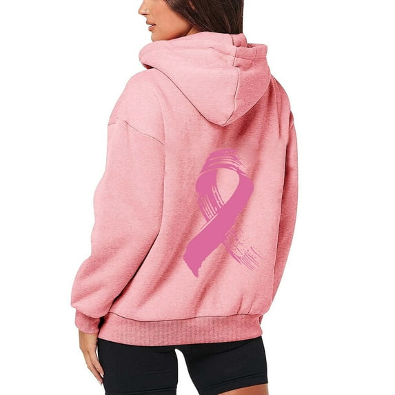 Breast Cancer Zip Up Hoodie for Women Pink Ribbon Graphic Jackets Fall ...
