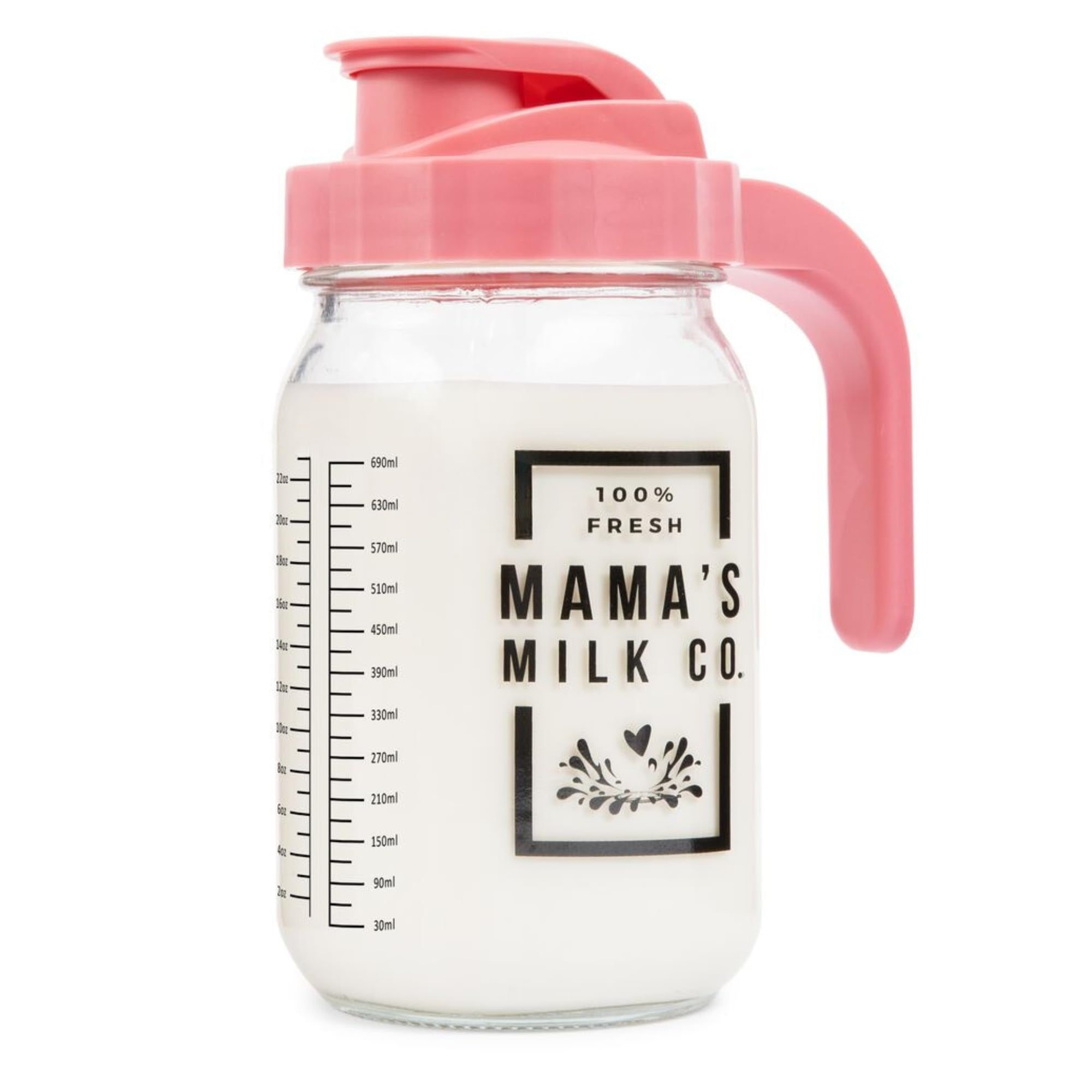 Breast Milk Pitcher with Leak Proof Pop Top Lid - Easy Pour Mason Jar ...