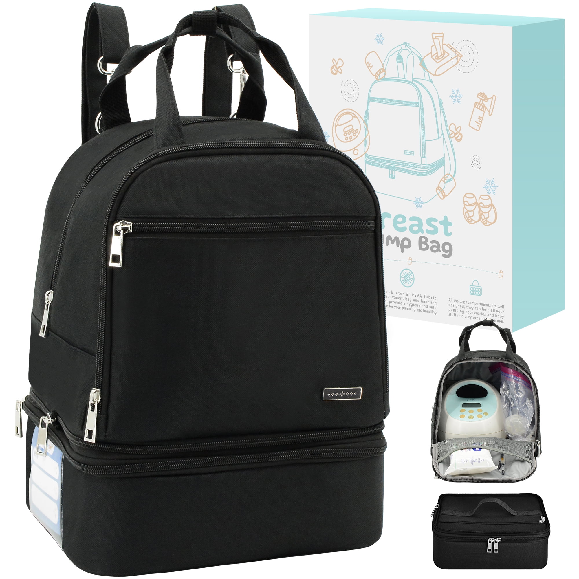 DERSTUEWE Breast Pump Backpack, Durable Waterproof Pump Bag for ...