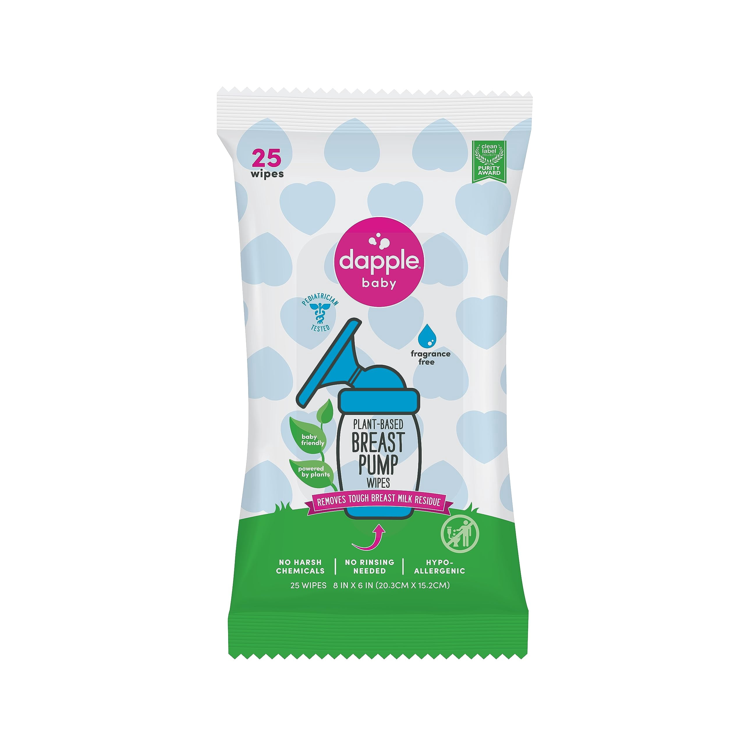 Breast Pump Wipes by Dapple Baby, 25 Count, Fragrance Free, Plant Based ...