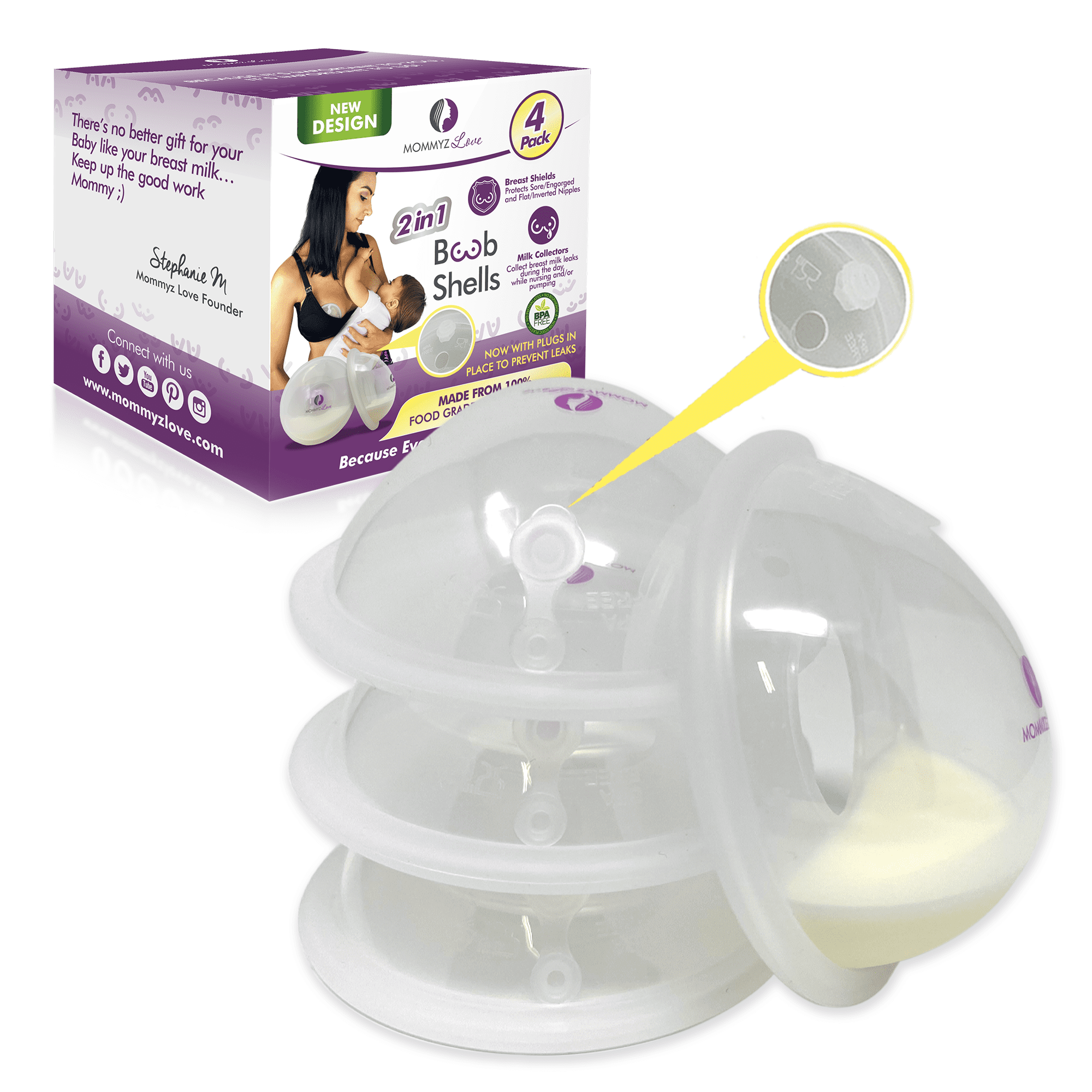 Mommyz Love Breast Shell & Milk Catcher 2-in-1 Silicone Nipple Shield ...