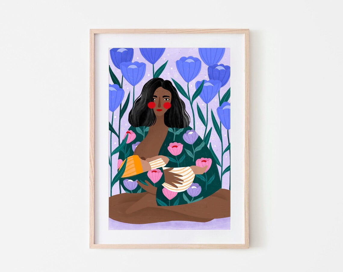 Breastfeeding Art Print - New Mum Poster, Motherhood Baby Shower Gift ...