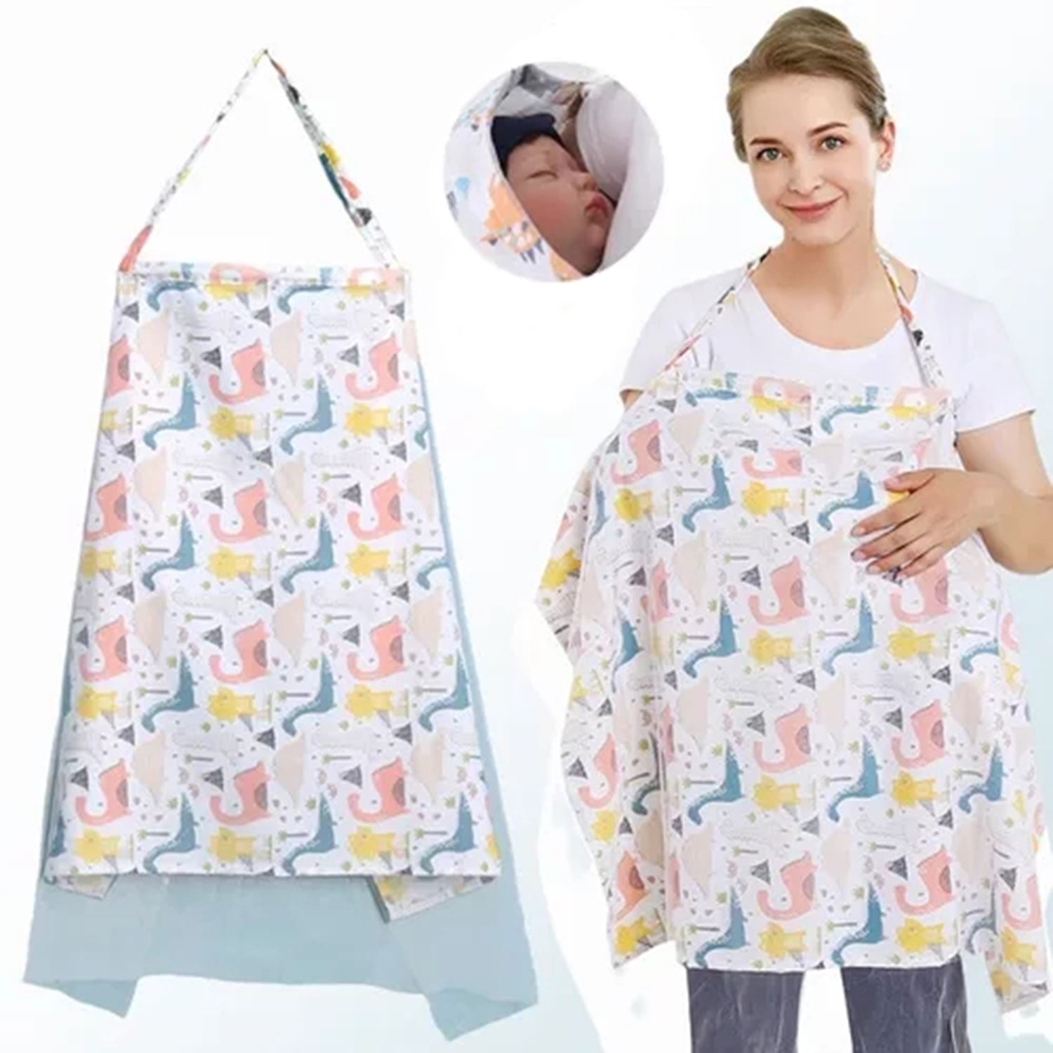 Breastfeeding Nursing Cover, Soft Breathable Cotton Privacy Nursing ...