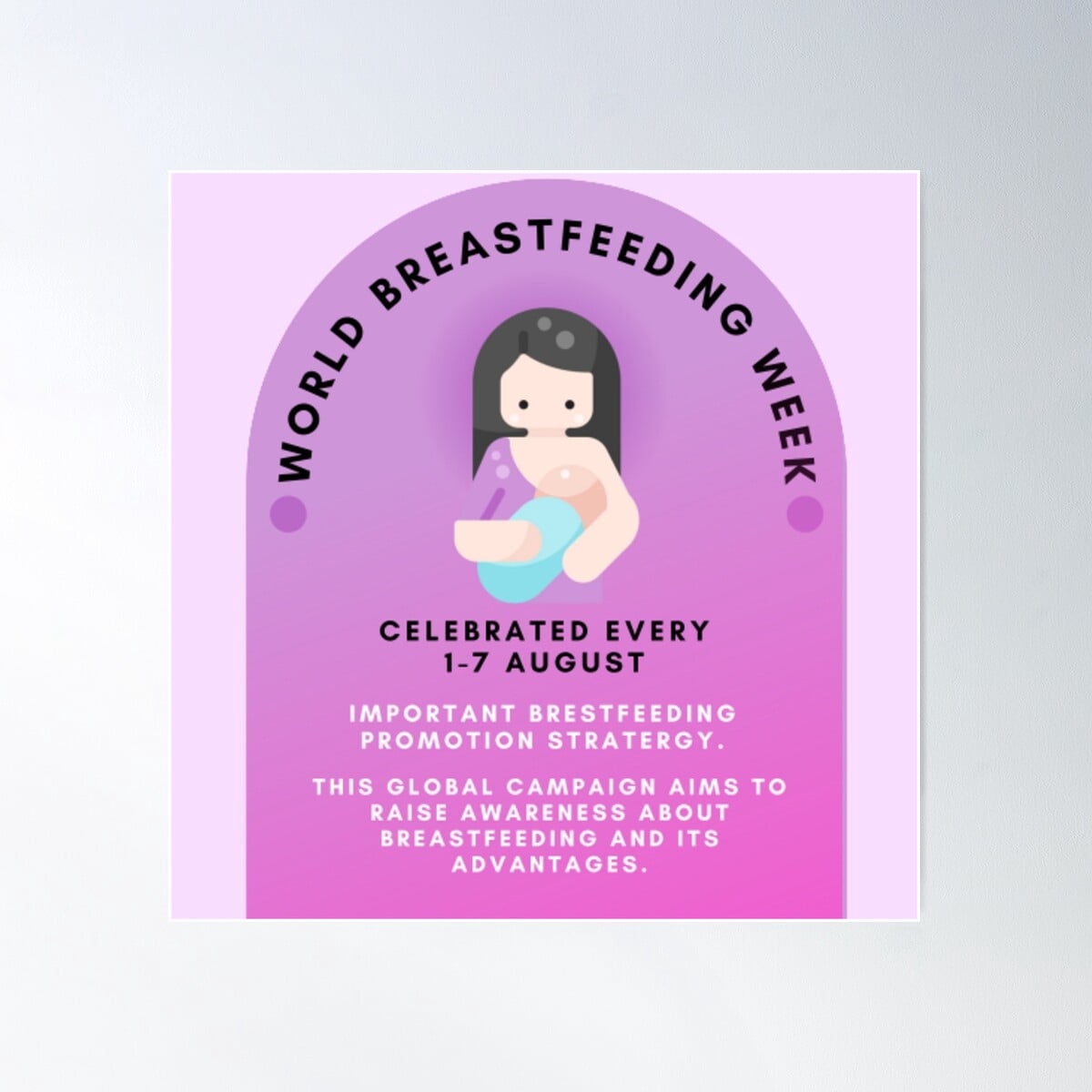 Breastfeeding Week , Educational Poster Wall Art, Modern Wall Decor For ...