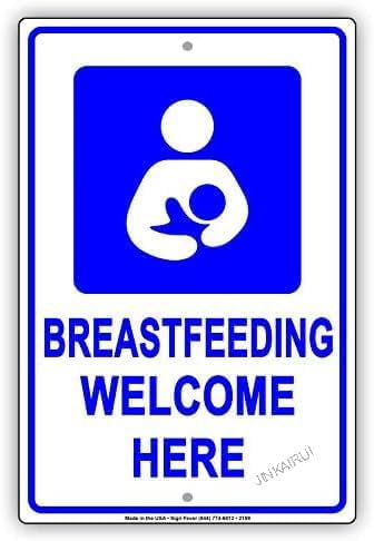 Breastfeeding Welcome Here with Graphic Alert Caution Notice Tin Metal ...