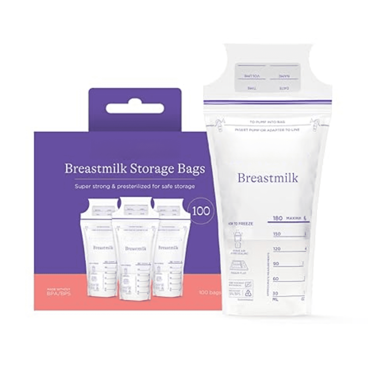 Breastmilk Storage Bags, 100 Count, Baby Essentials, Fast Freeze & Thaw Breast Milk Bags for ...