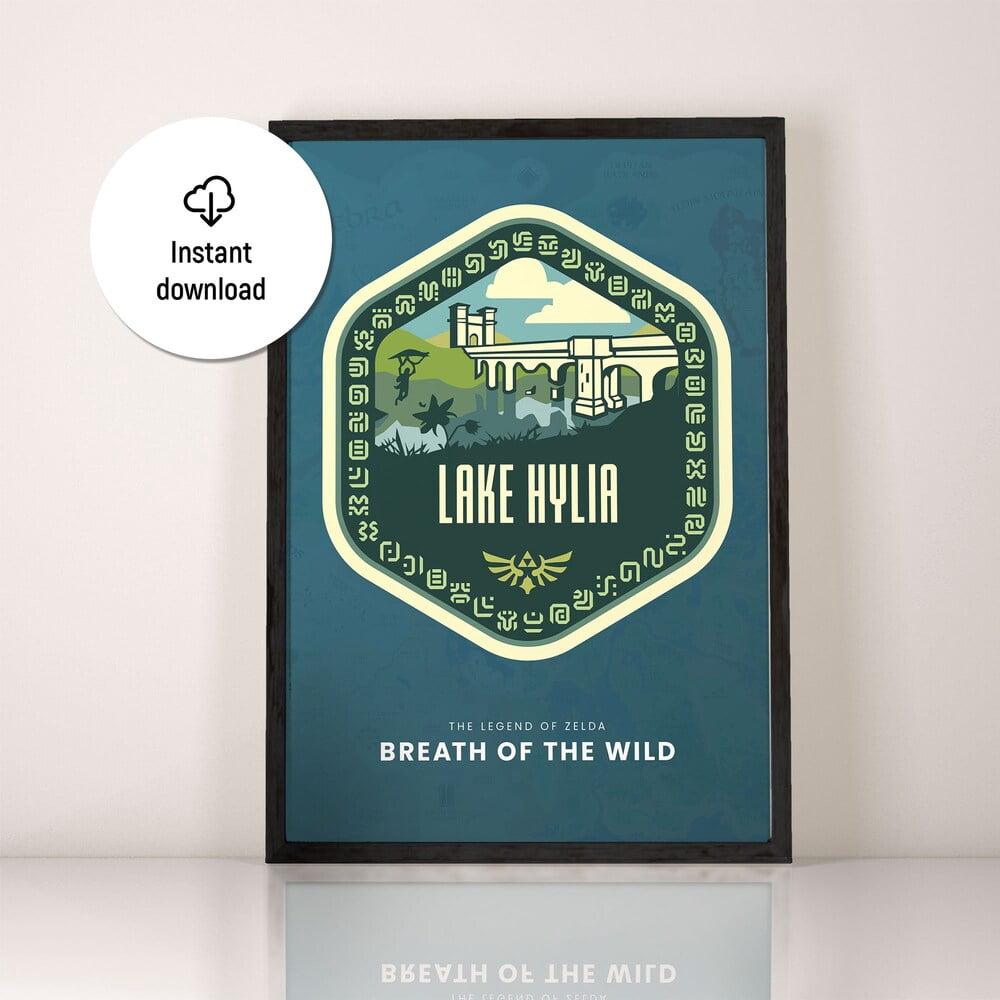 Breath Of The Wild Zelda Poster Botw Lake Hylia Poster Zelda Art Print ...