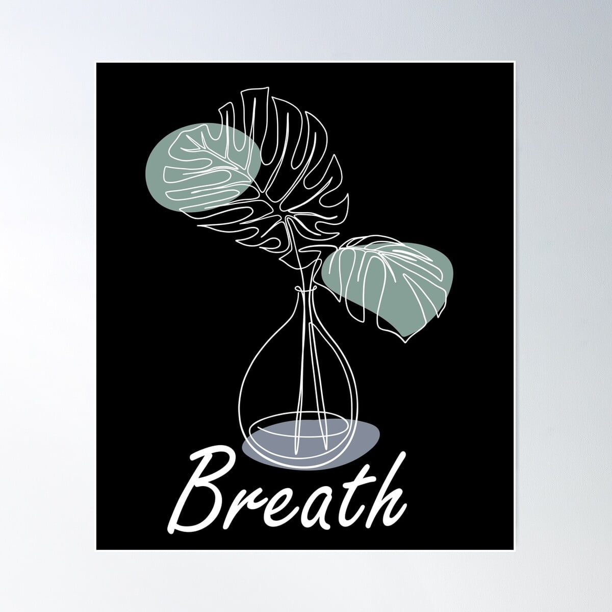 Breath, One Line Plant, Inspirational Meanings Poster Wall Art, Modern ...
