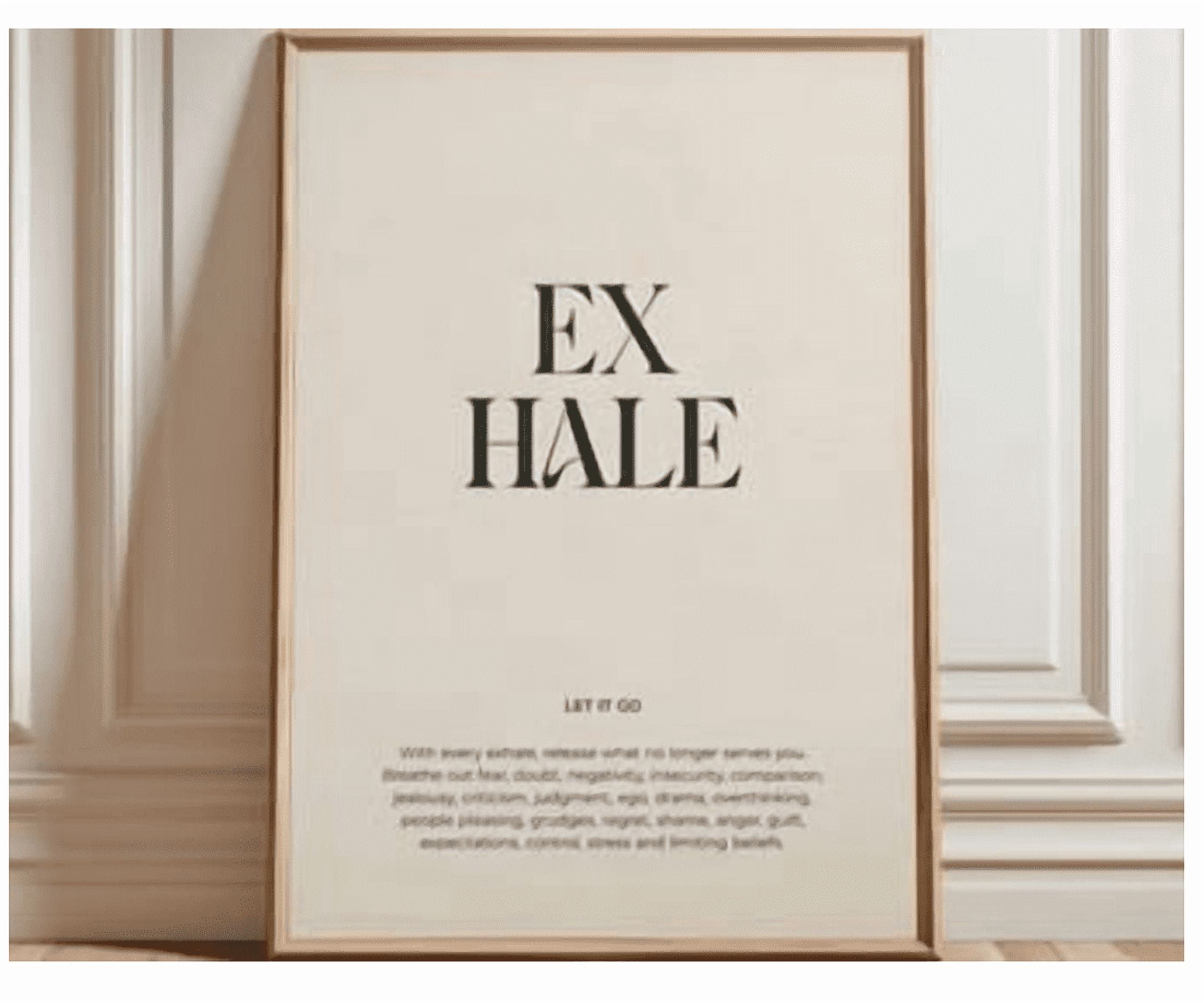 Breath Poster Inhale Exhale Poster Minimalist Quote Wall Art Bedroom ...