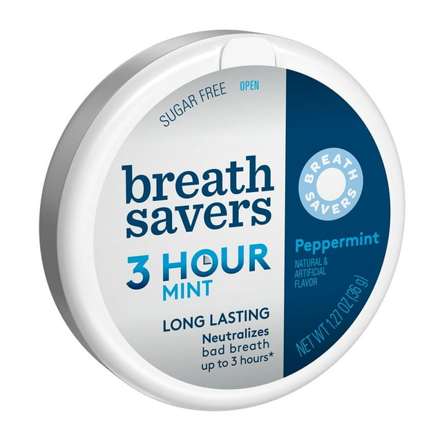 Breath Savers Peppermint Flavored Sugar Free Breath Mints, Tin 1.27 oz ...