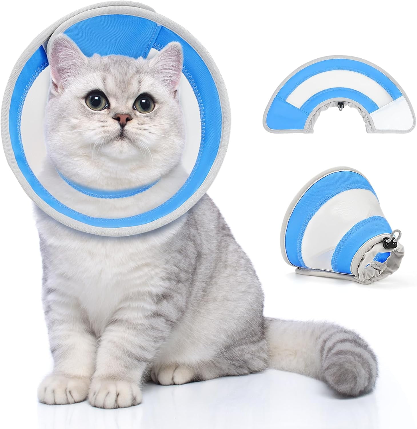 Breathable Air Mesh Cat Cone Collar Soft to Stop Licking, Adjustable ...