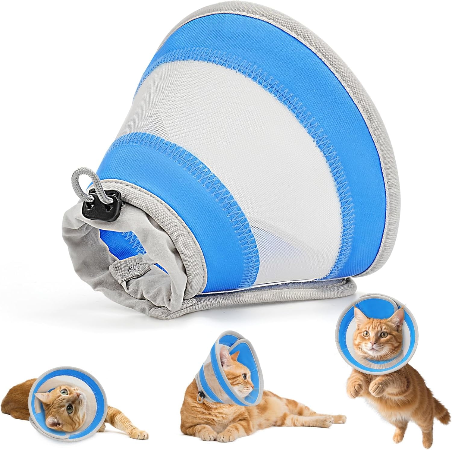 Breathable Air Mesh Cat Cone Collar Soft to Stop Licking, Adjustable ...