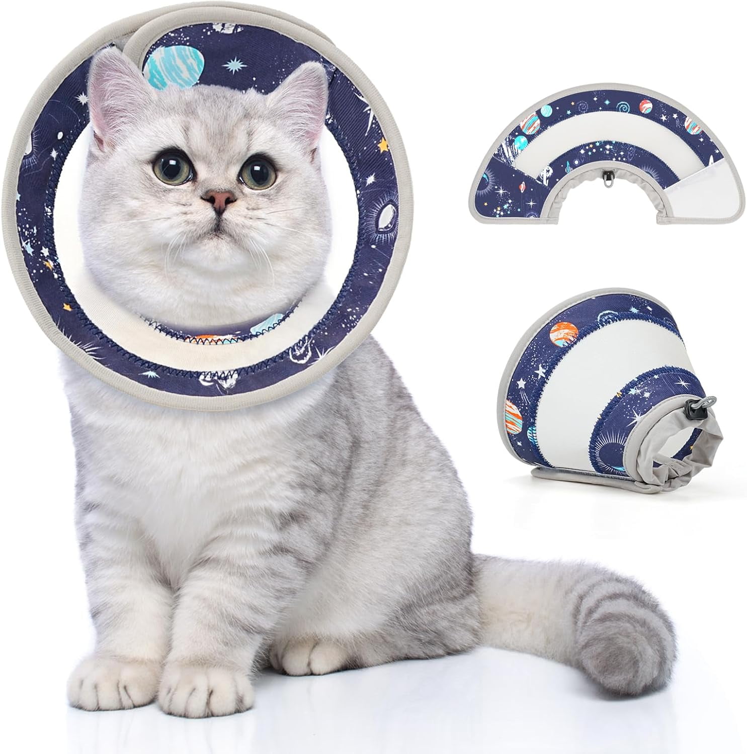 Breathable Air Mesh Cat Cone Collar Soft to Stop Licking, Adjustable ...