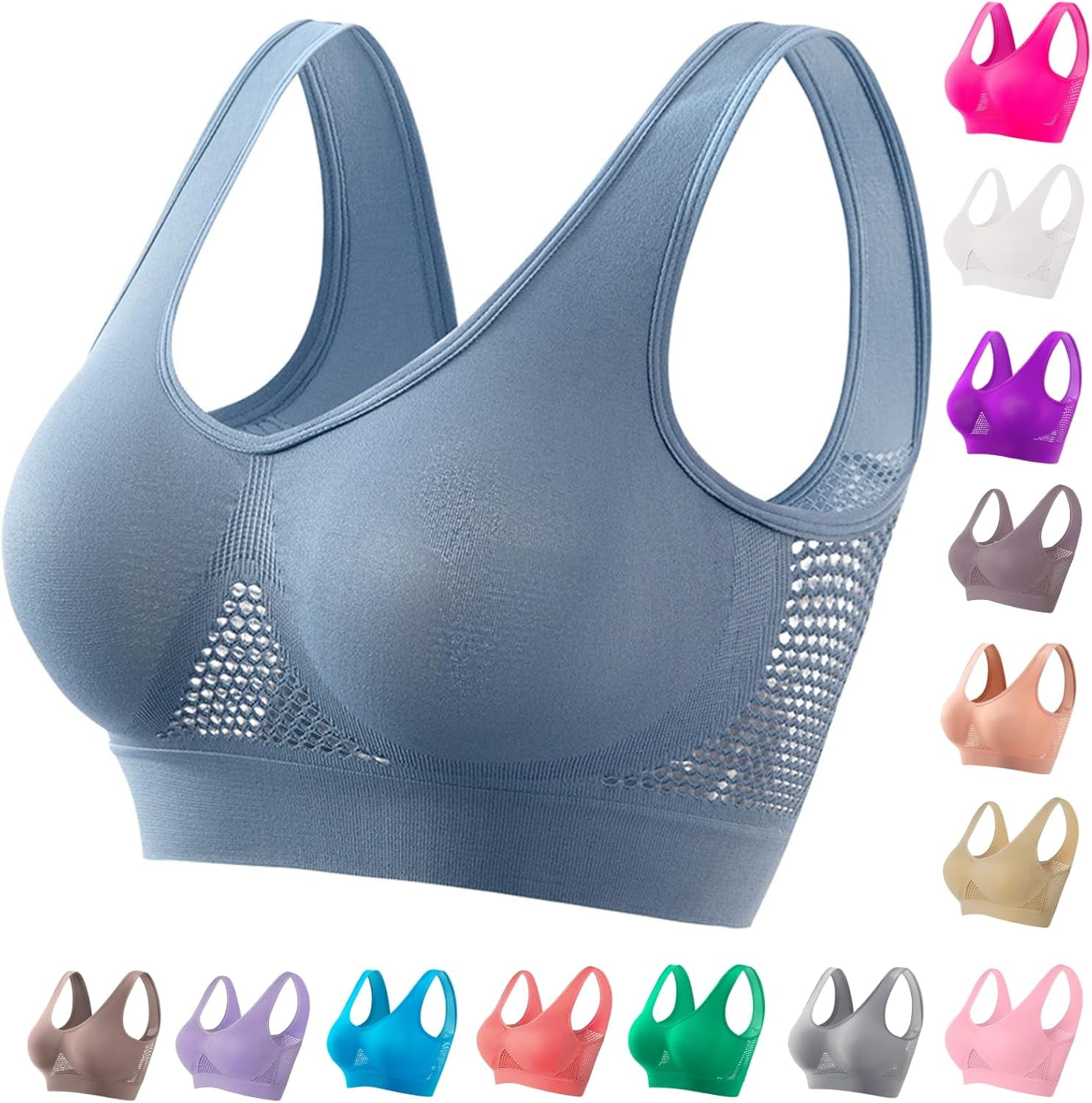 Breathable Anti-Sagging Breasts Sports Bras for Women Cooling Comfort ...