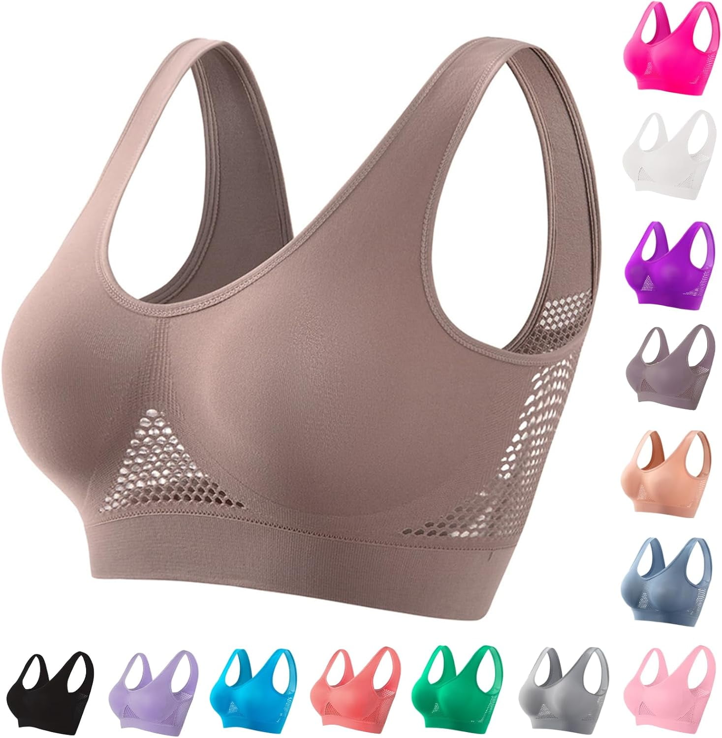 Breathable Anti-Sagging Breasts Sports Bras for Women Cooling Comfort ...