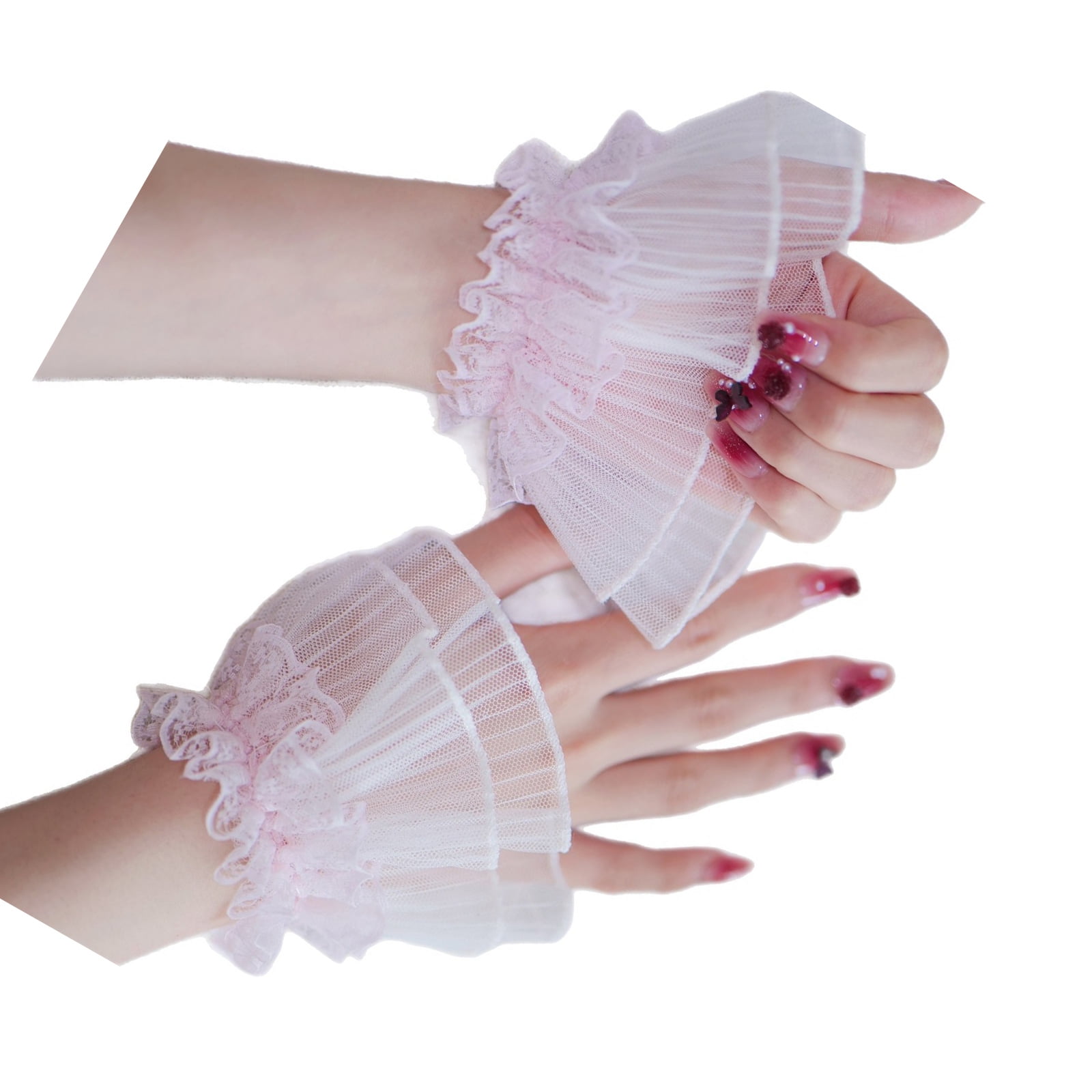 Breathable Arm Covers Pleated Lace Sheer Nails Art Photo Props ...