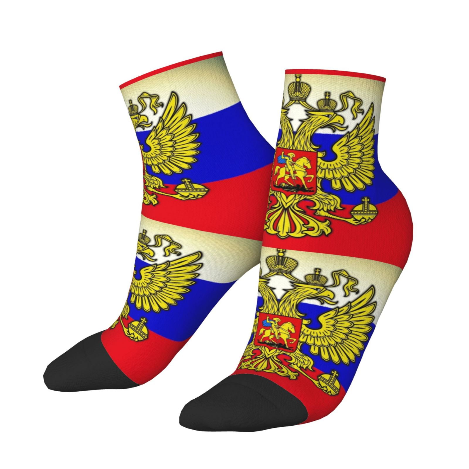 Breathable Athletic Socks Russian Flag Cushioned Quarter Socks for Men ...