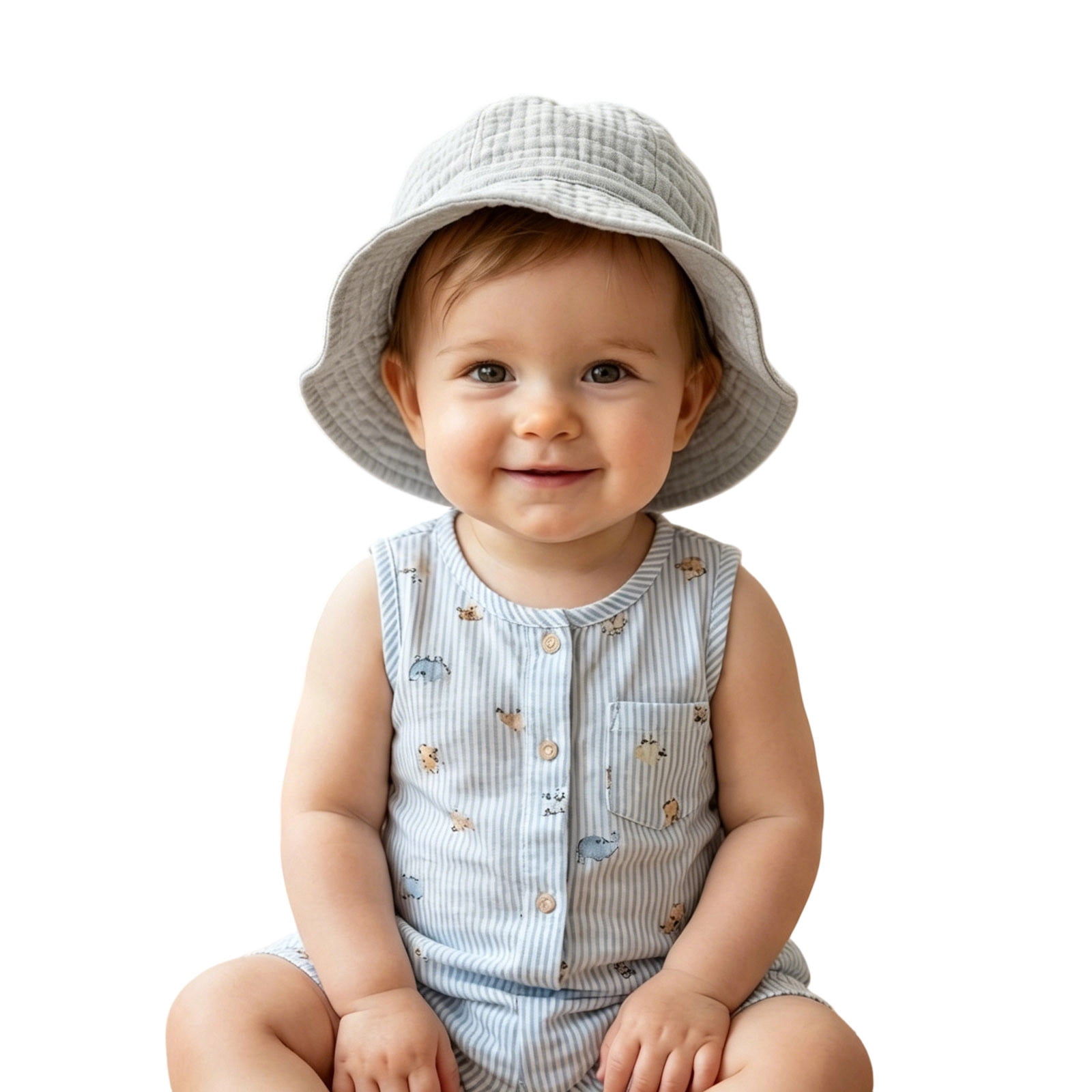 Breathable Baby Muslin Napkin Pleated Fisherman Sun Hat for Soft Rim ...