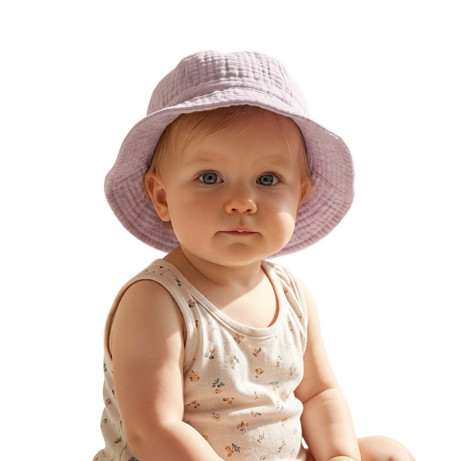 Breathable Baby Muslin Napkin Pleated Fisherman Sun Hat for Soft Rim ...