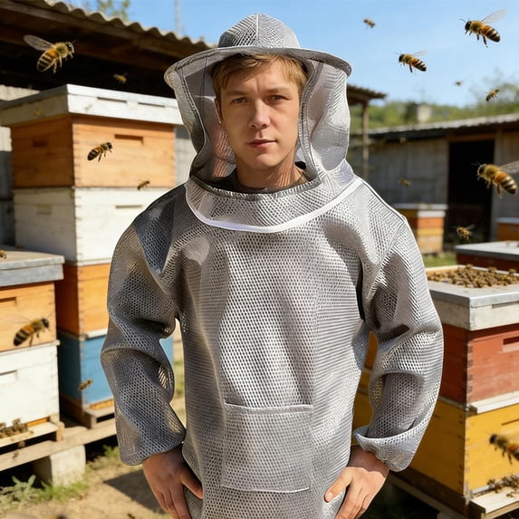 Breathable Beekeeping Suit Half Body, 3D Mesh Bee Keeping Jacket with ...