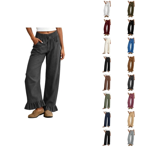 Breathable Blend Wide Leg ’s Casual Pants With High Rise And Delicate ...