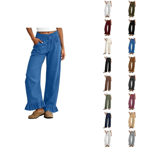Breathable Blend Wide Leg ’s Casual Pants With High Rise And Delicate ...