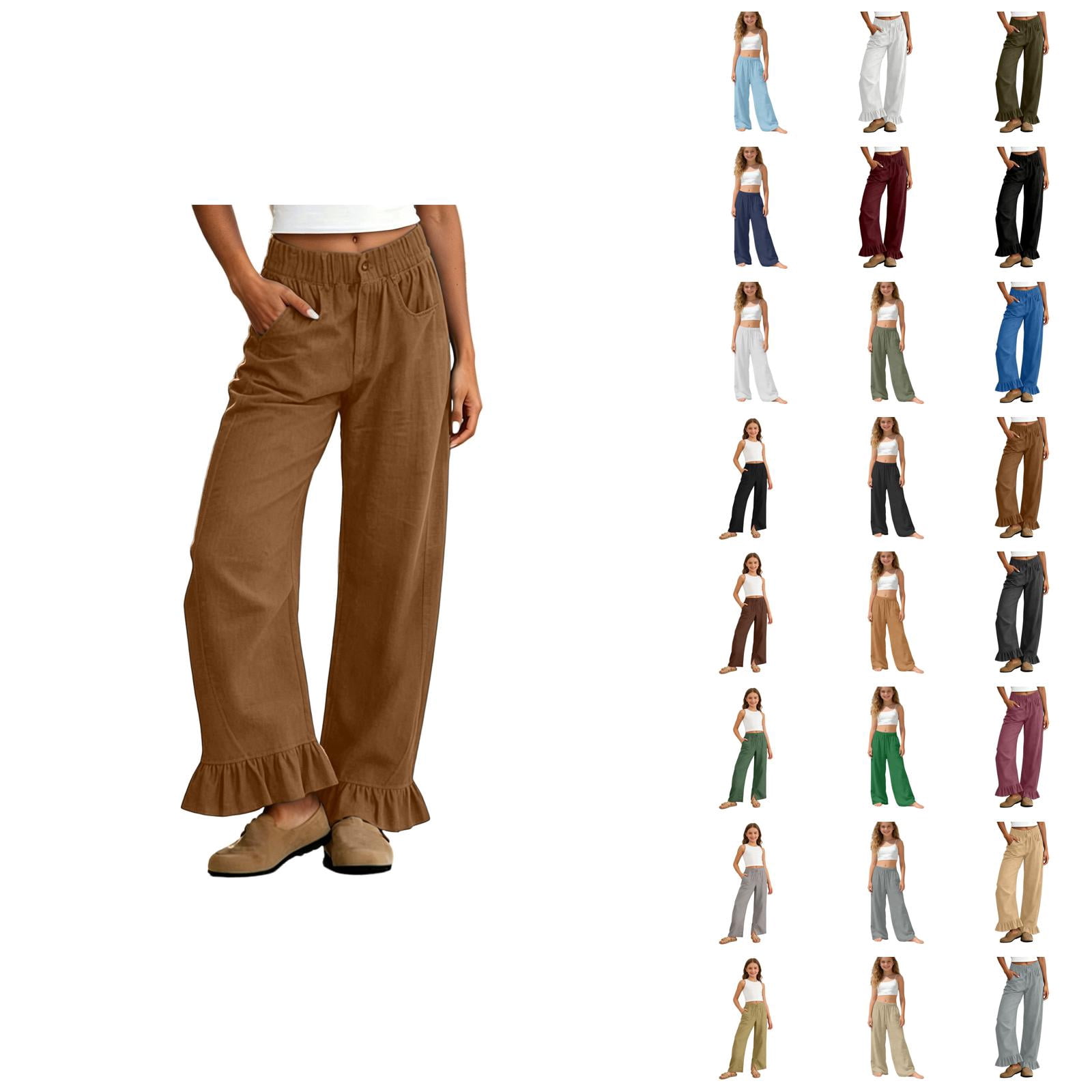 Breathable Blend Wide Leg ’s Casual Pants With High Rise And Delicate ...