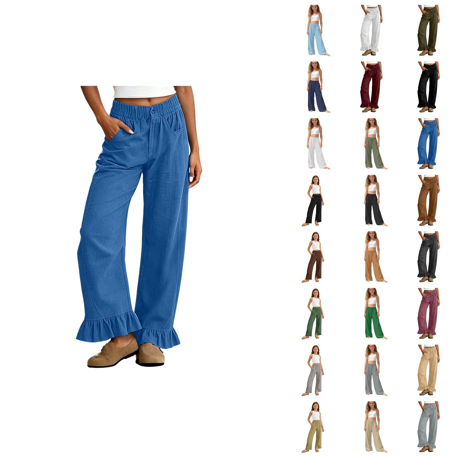 Breathable Blend Wide Leg ’s Casual Pants With High Rise And Delicate ...