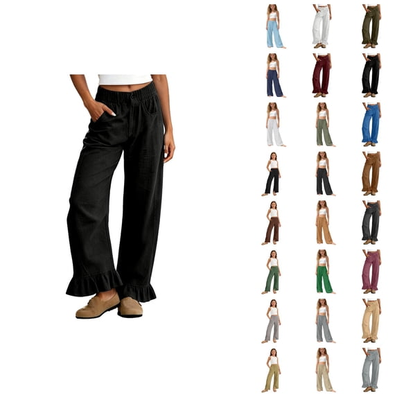 Breathable Blend Wide Leg ’s Casual Pants With High Rise And Delicate ...