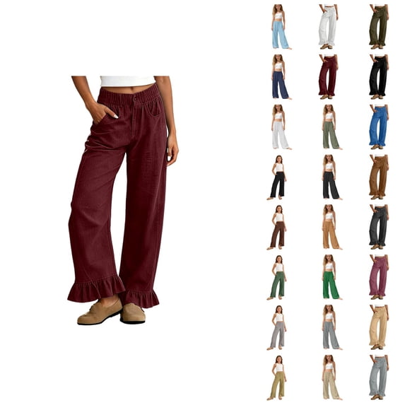 Breathable Blend Wide Leg ’s Casual Pants With High Rise And Delicate ...