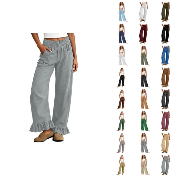 Breathable Blend Wide Leg ’s Casual Pants With High Rise And Delicate ...