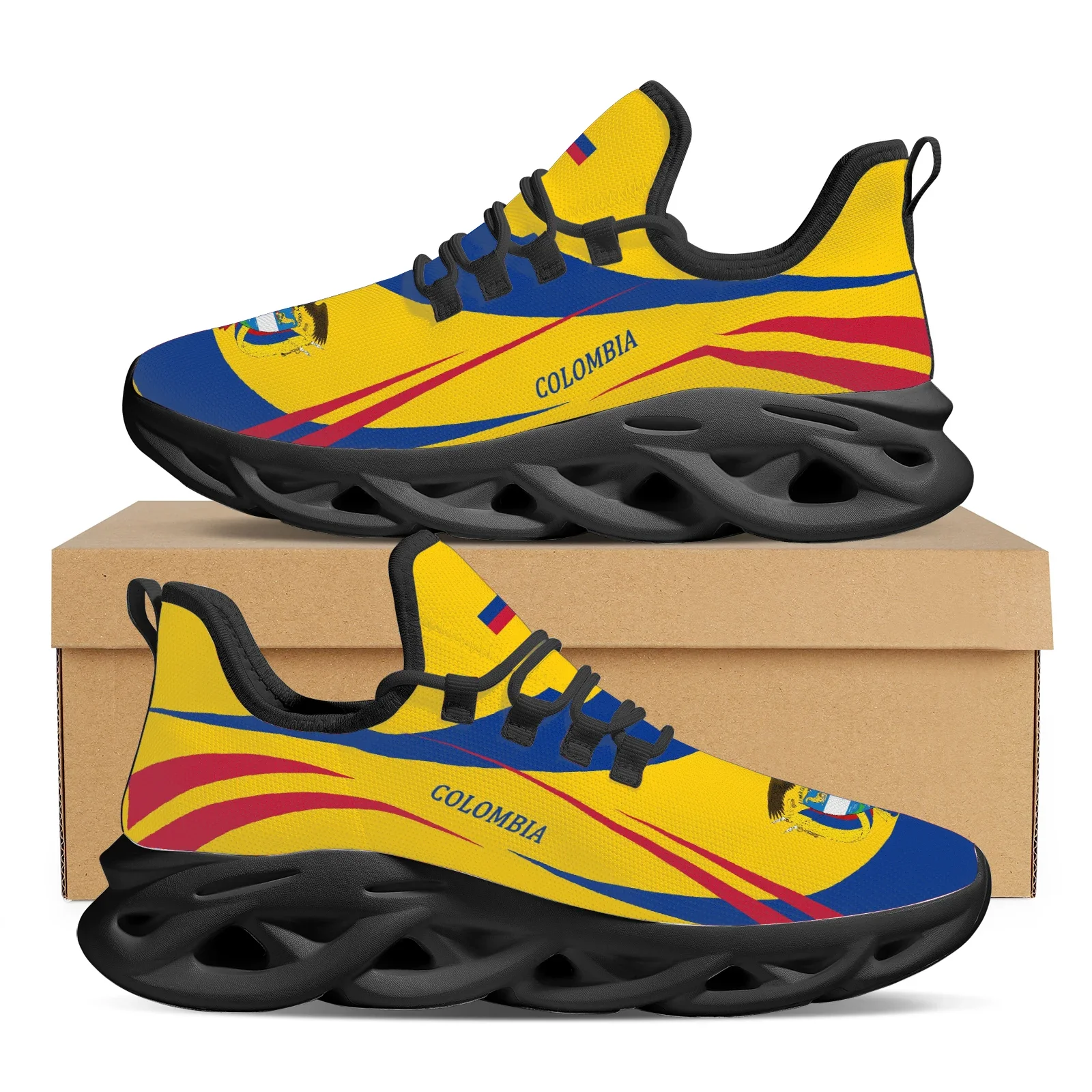 Breathable Colombian Cuban Flag Design Sneakers Non-slip Lace Up ...