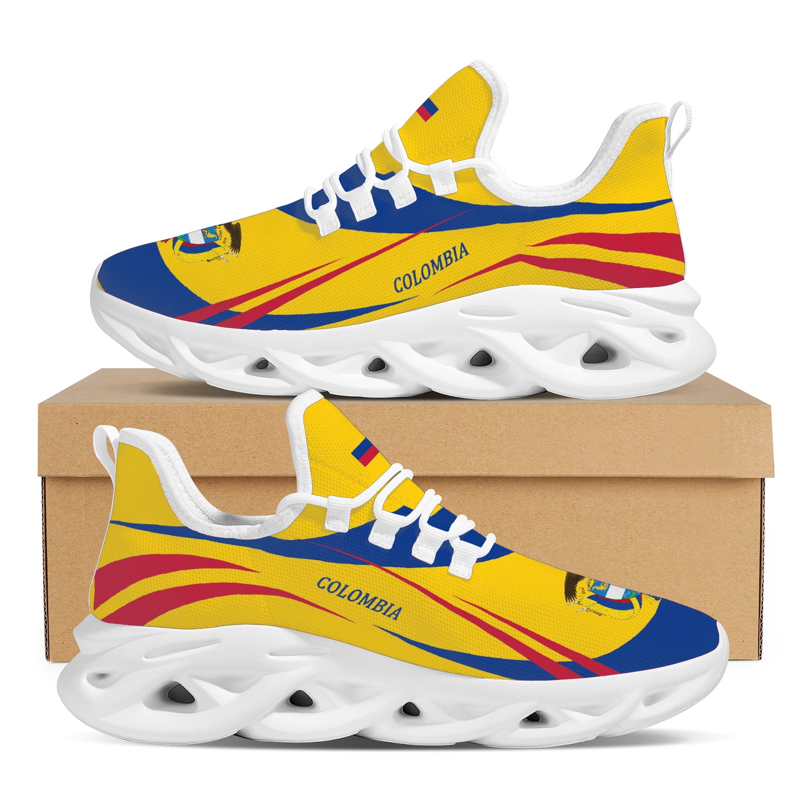 Breathable Colombian Cuban Flag Design Sneakers Non-slip Lace Up ...