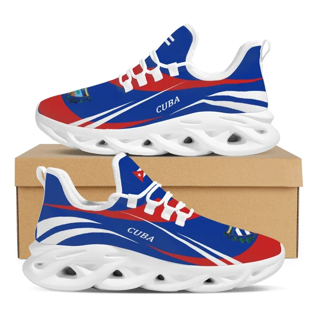 Breathable Colombian Cuban Flag Design Sneakers Non-slip Lace Up ...