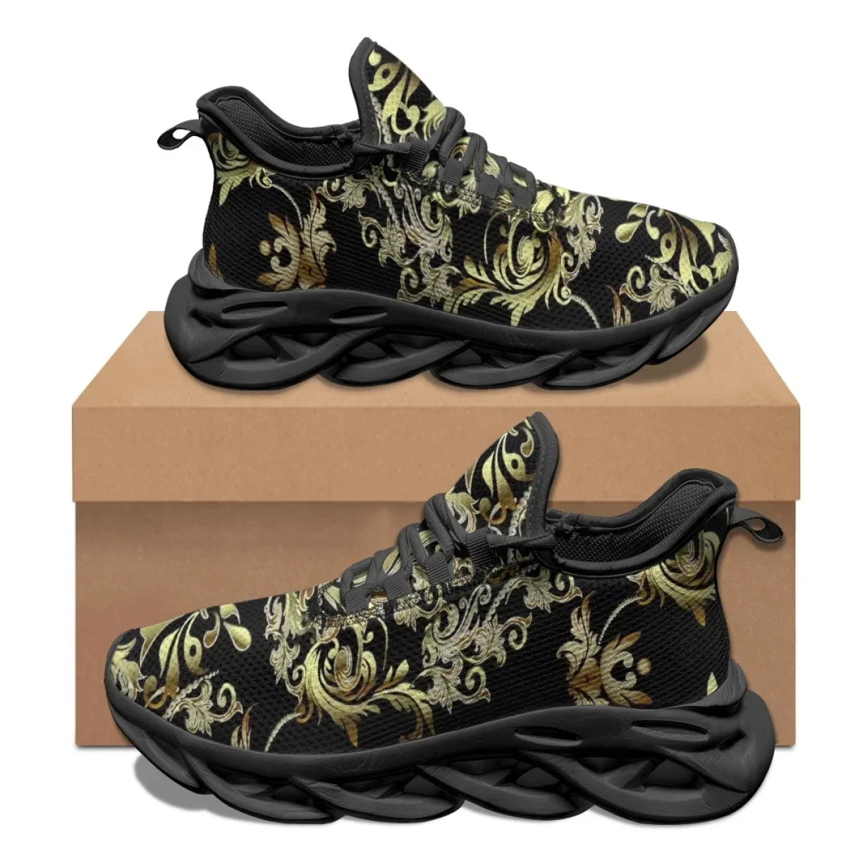 Breathable Comfortable Summer Flats Shoes Gold Baroque Luxury Designer ...