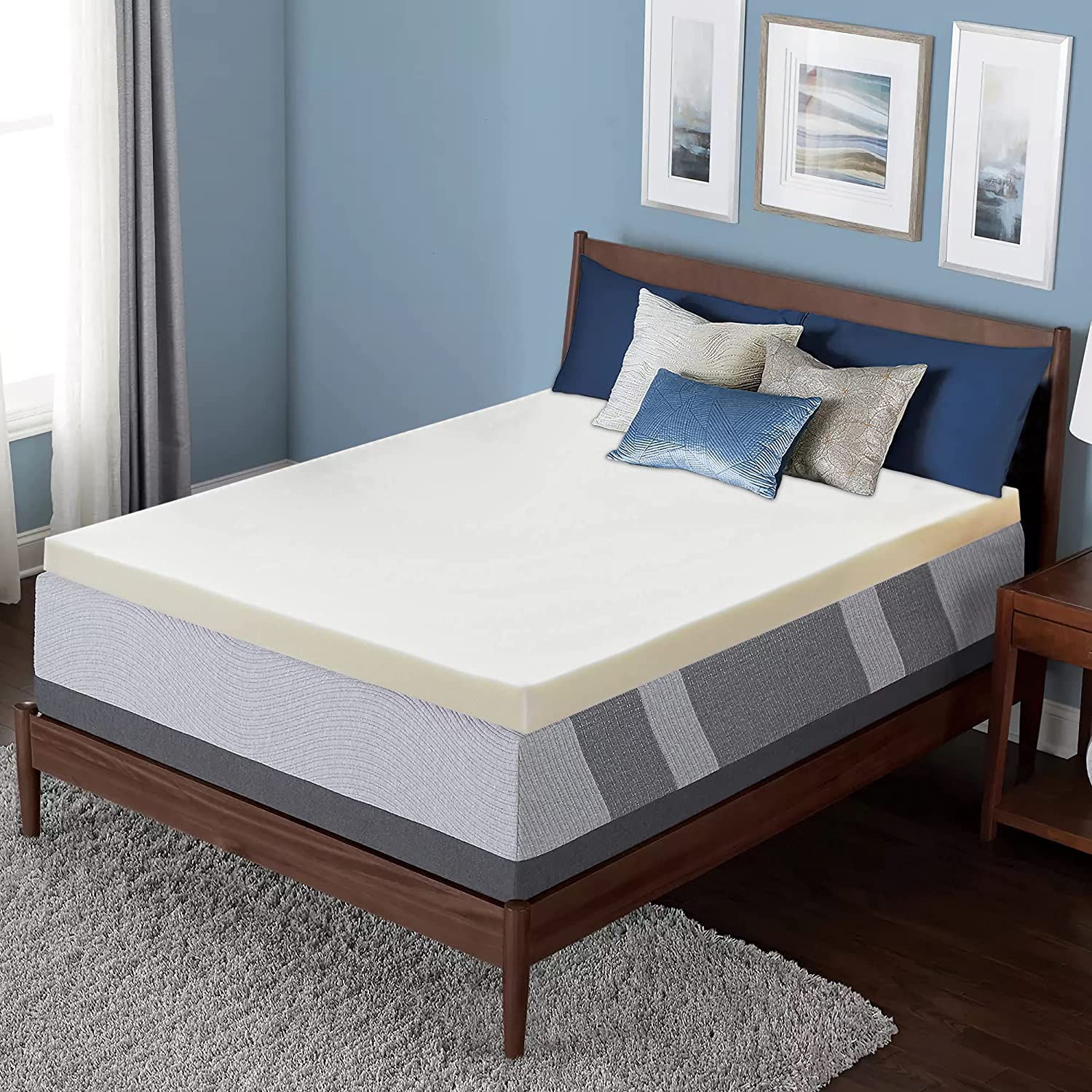 Breathable Convoluted Egg Shell Design 2-inch Mattress Topper | Soft ...