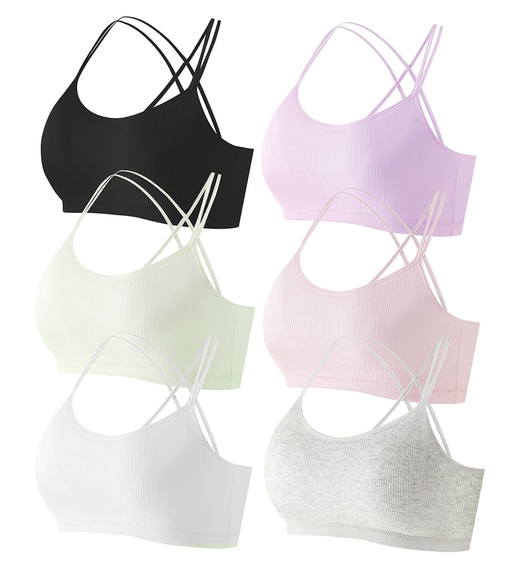 Breathable Criss Cross Back Teen Sports Bras for Girls, Seamless Youth ...