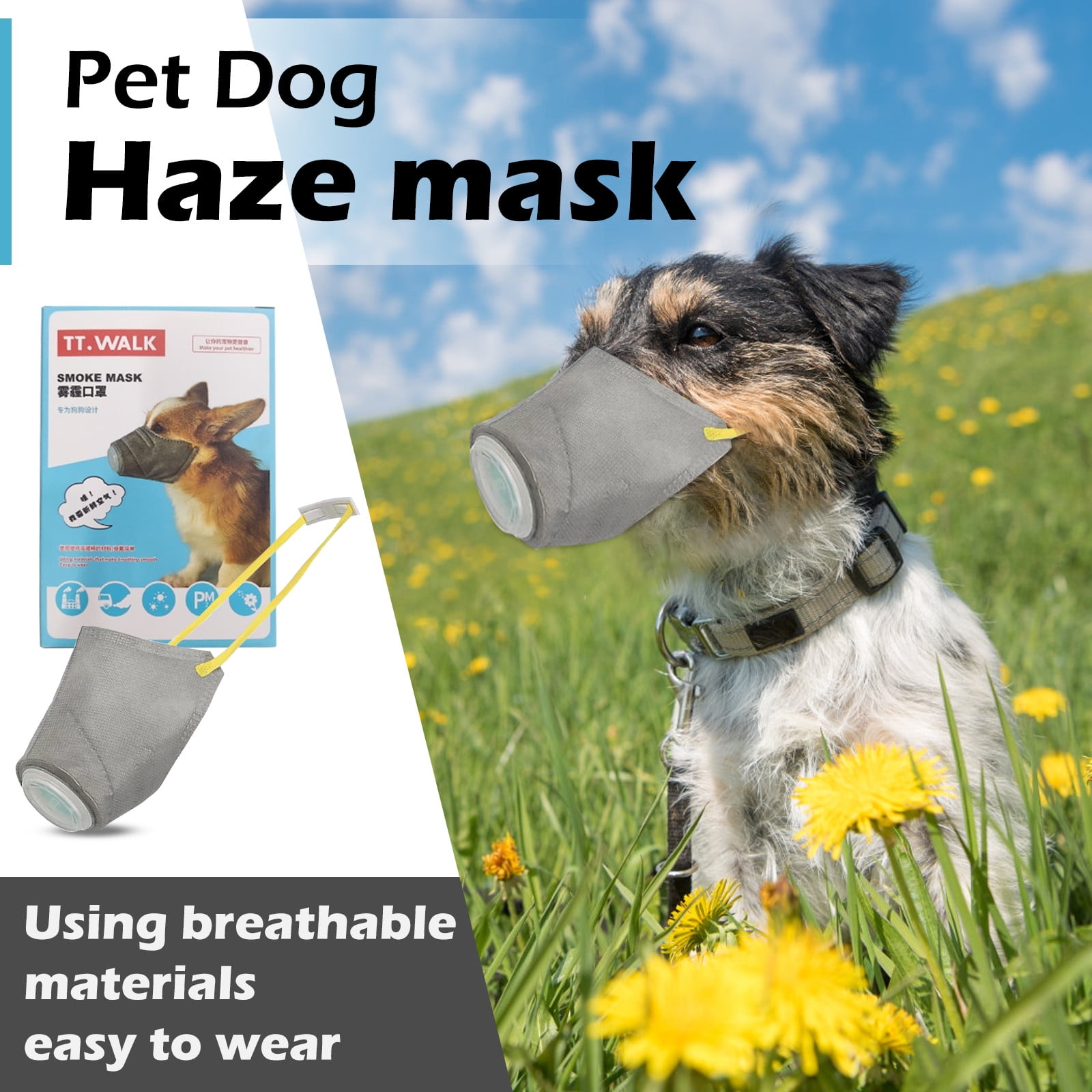 Breathable Dog Face Mask - Reusable Anti-Dust Cover for All Dog Breeds ...