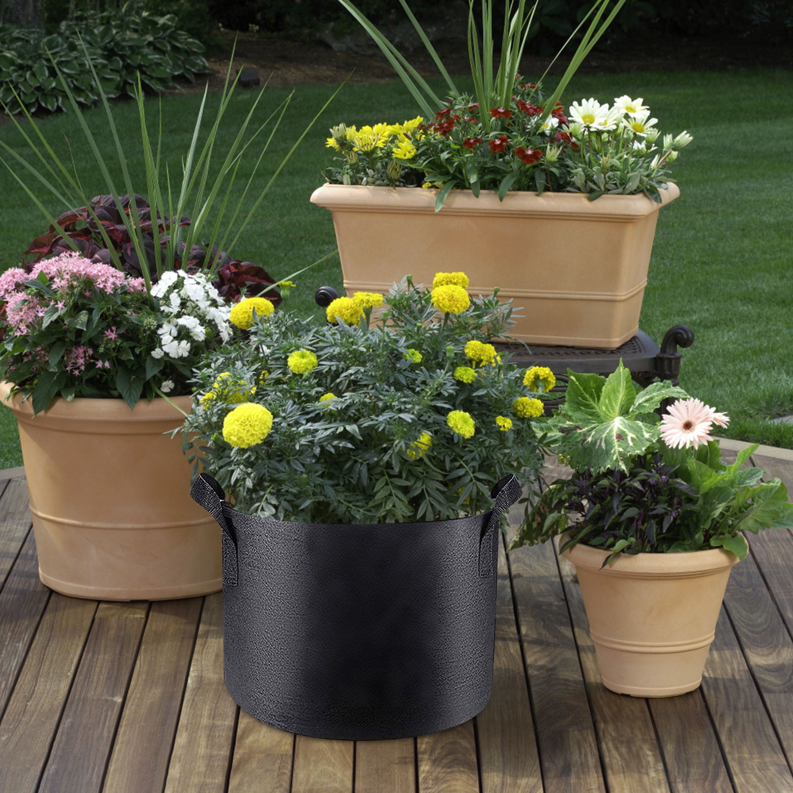 Breathable Fabric Grow Bag with Handles Thickened Nonwoven Garden ...