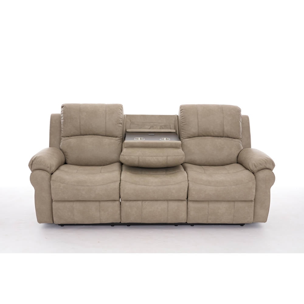Breathable Fabric Power Reclining Sofa with Drop Down Table,USB Button ...